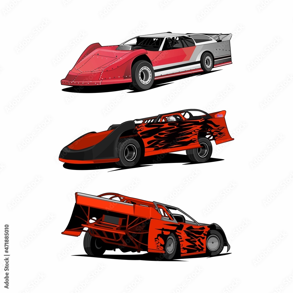 bundle set dirt racing car vector Stock Vector | Adobe Stock