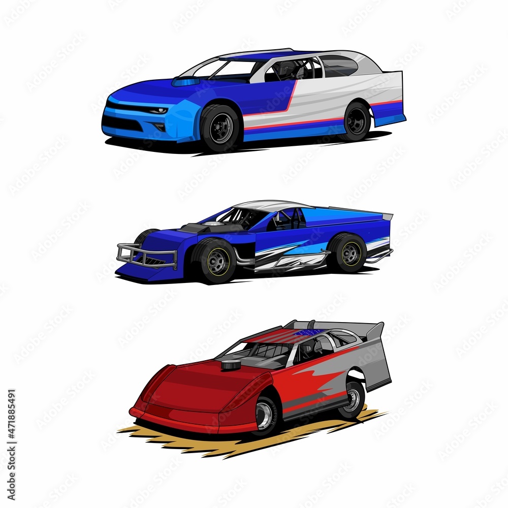 bundle set dirt racing car vector Stock Vector | Adobe Stock