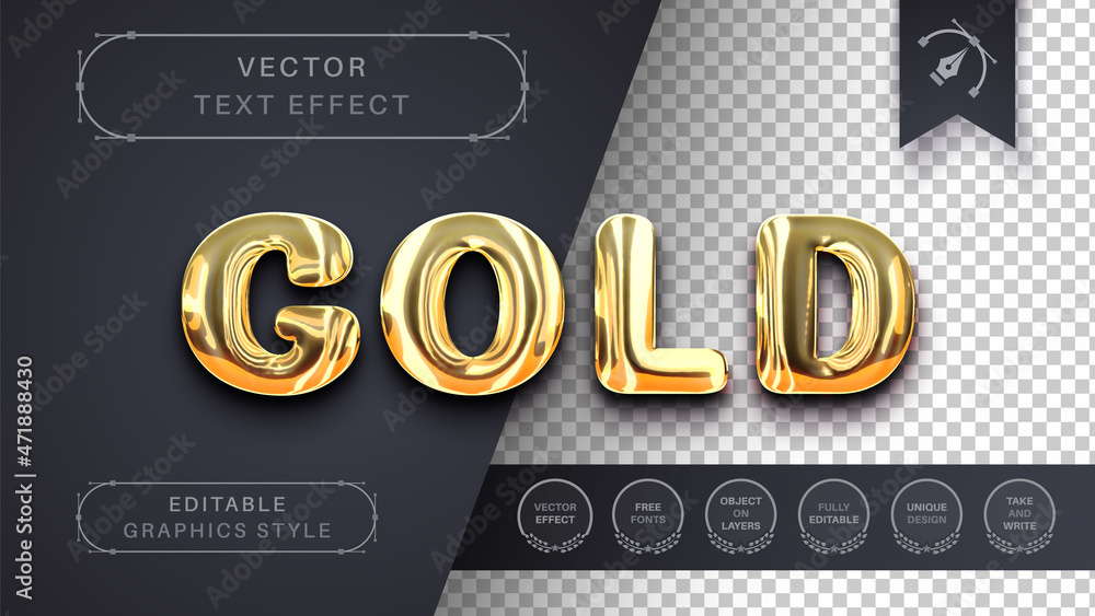 Gold - Editable Text Effect, Font Style Stock Vector | Adobe Stock
