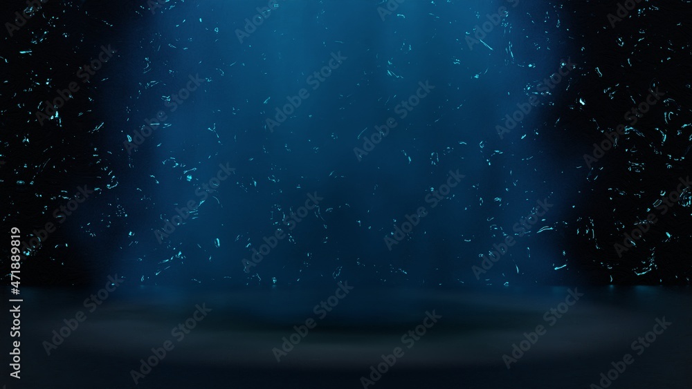 Spotlight through fog. Abstract background behinde blue fog. Diffuse ...