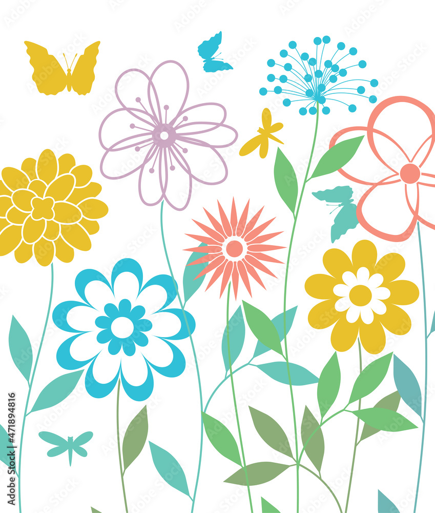 vector background with spring flowers Stock Vector | Adobe Stock