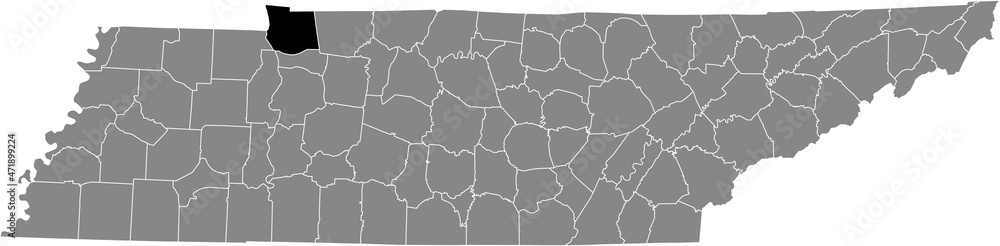 Black highlighted location map of the Stewart County inside gray ...