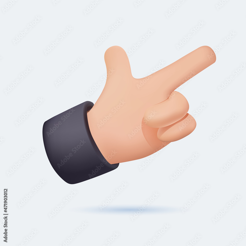 Cartoon character hand pointing gesture. Show one finger, index finger ...