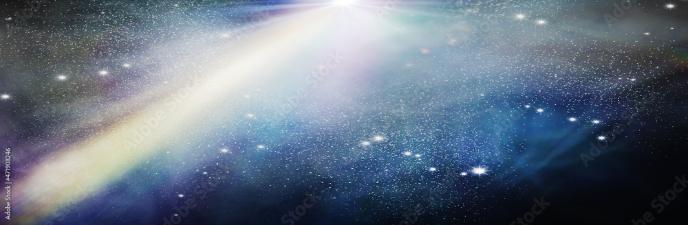 light of star in the night starry sky with nebula, panorama image Stock ...