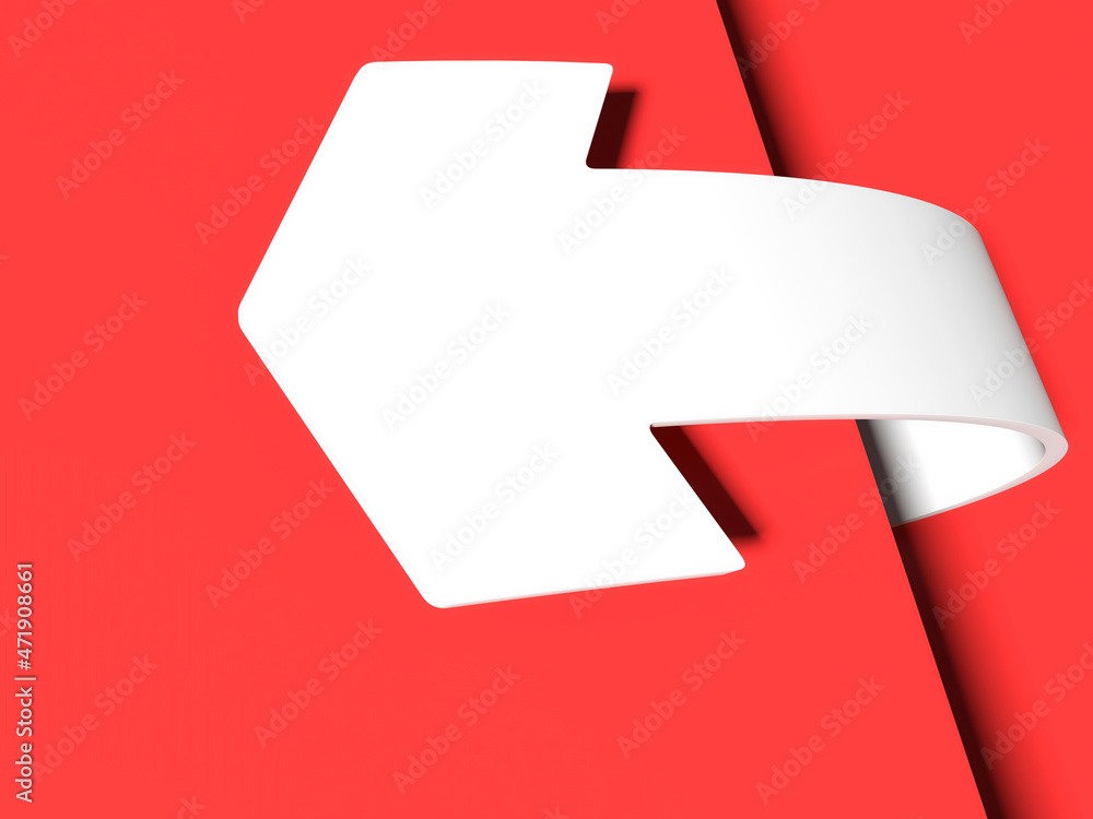 Arrow bookmark label; arrow sticker; long white arrow isolated on red ...