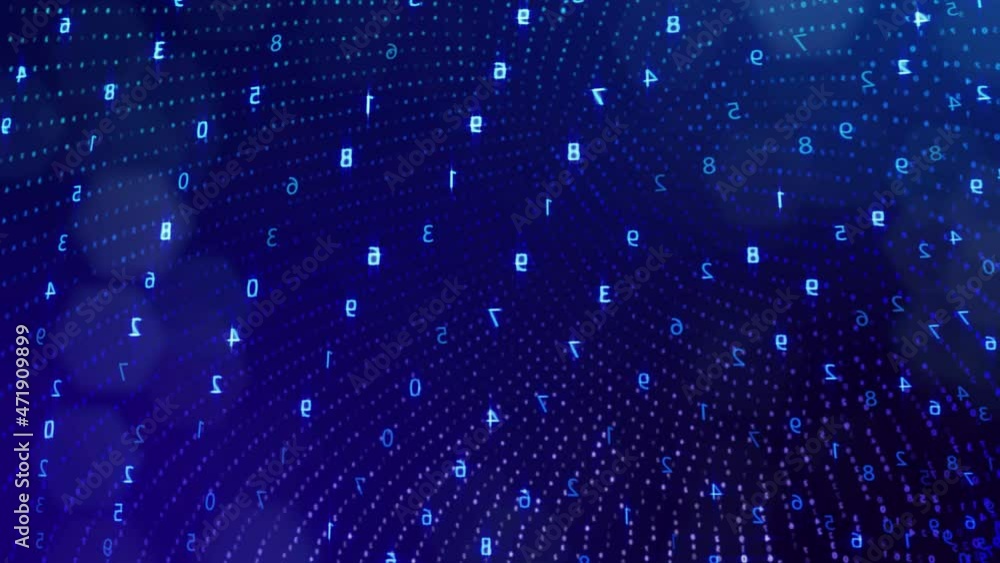 3d loop background, concept of digital data processing, calculation and visualization of ...
