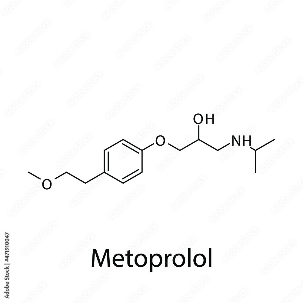 Stockvector Metoprolol Molecular Structure Flat Skeletal Chemical Formula Beta Blocker Drug