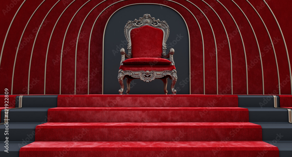 Throne of the kings, VIP throne, Red royal throne, 3d render ภาพถ่าย ...