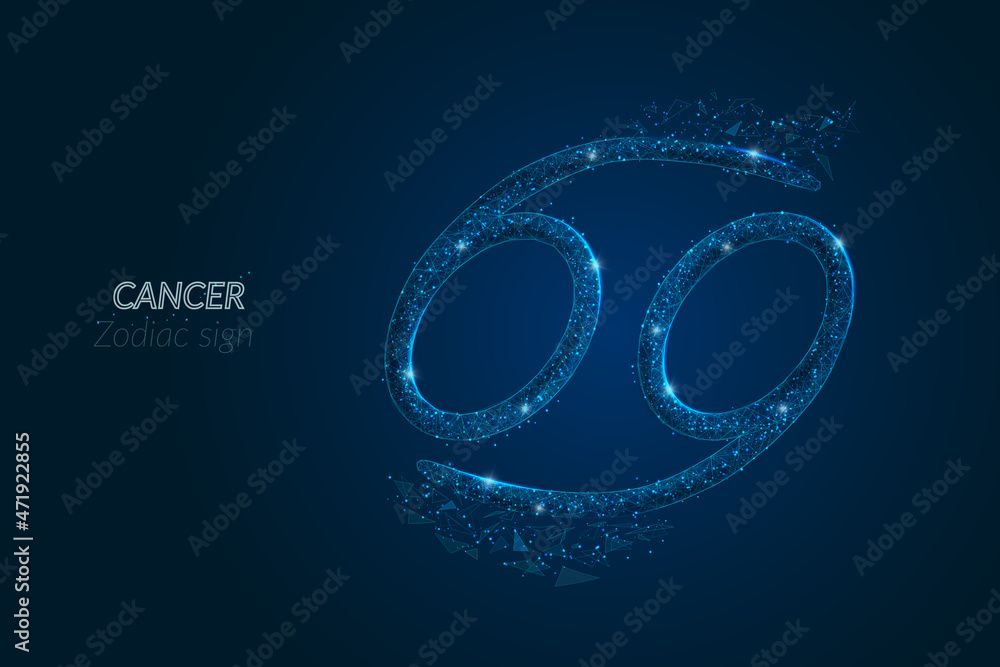 Abstract futuristic image of cancer zodiac sign. Astrological horoscope ...