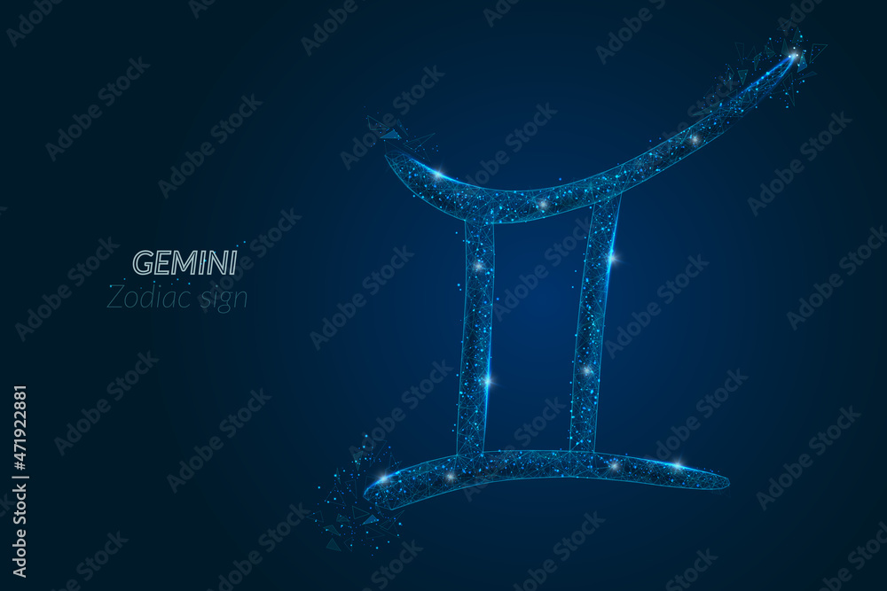 Abstract futuristic image of gemini zodiac sign. Astrological horoscope ...