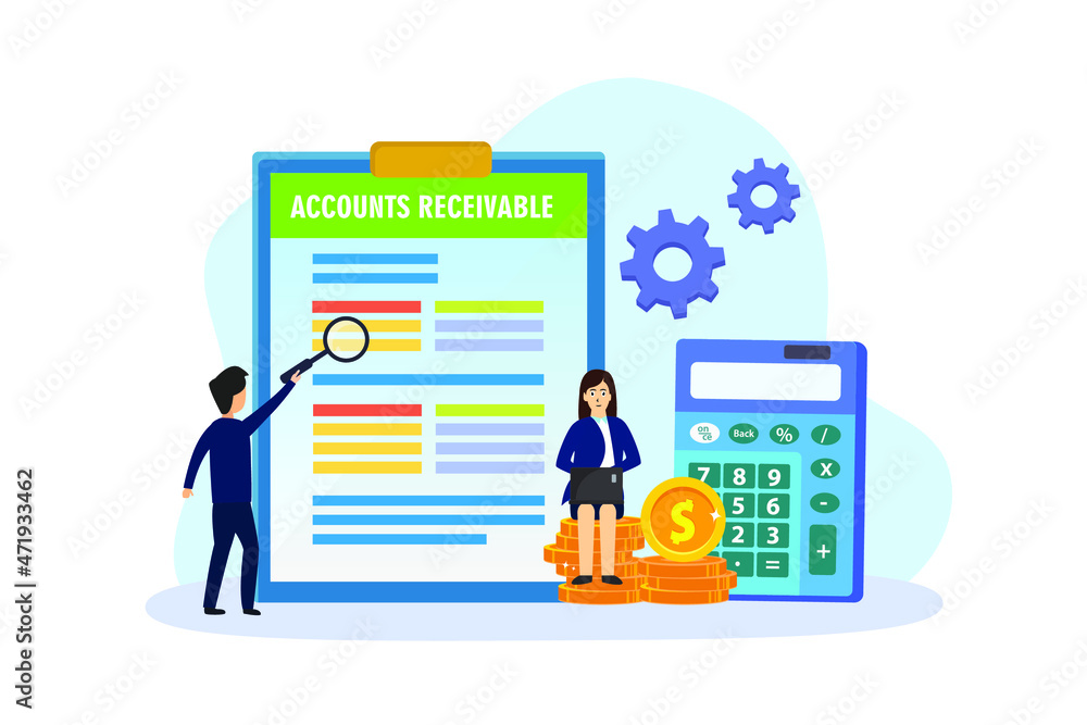 Account receivable vector concept: Business team checking account ...