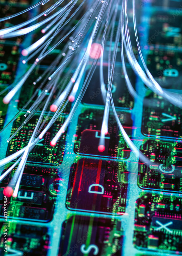 Fiber optic data, digital composite Stock Photo | Adobe Stock