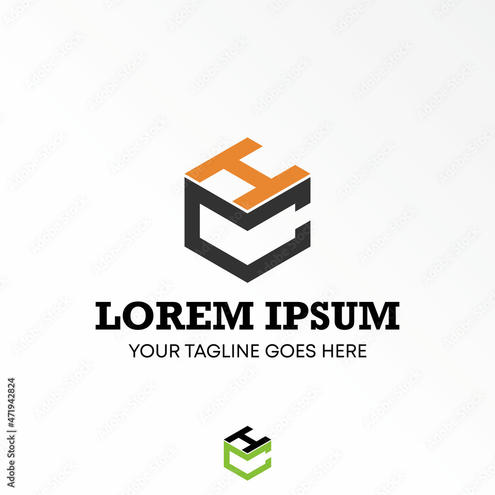 Letter or word HC font in 3D Hexagon image graphic icon logo design ...