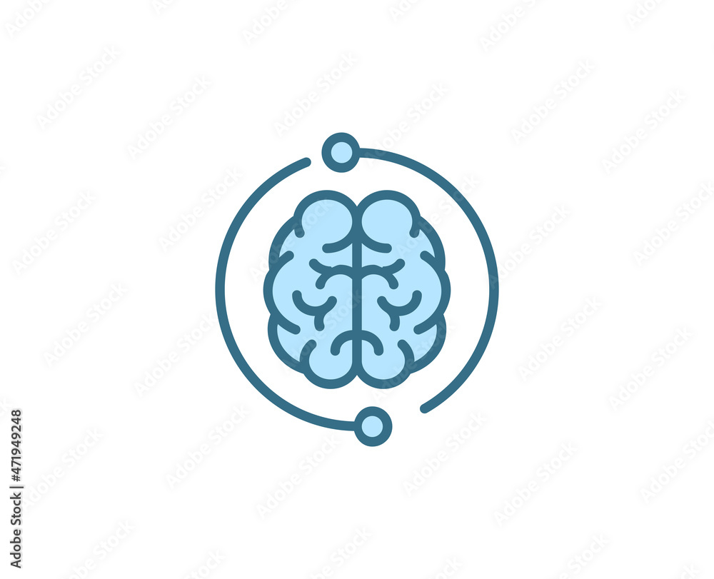 Line Machine learning icon isolated on white background. Outline symbol ...