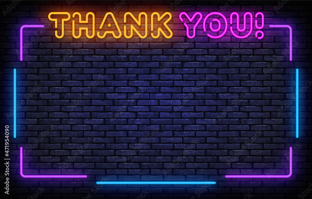 Thank You Neon Frame Vector. Thank You neon sign, design template ...