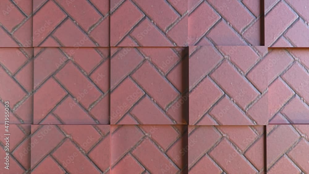 Architectural masonry with 3d render of square cutouts. Fashionable ...