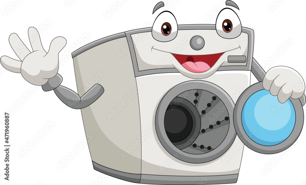 Cartoon smiling washing machine character Stock Vector | Adobe Stock