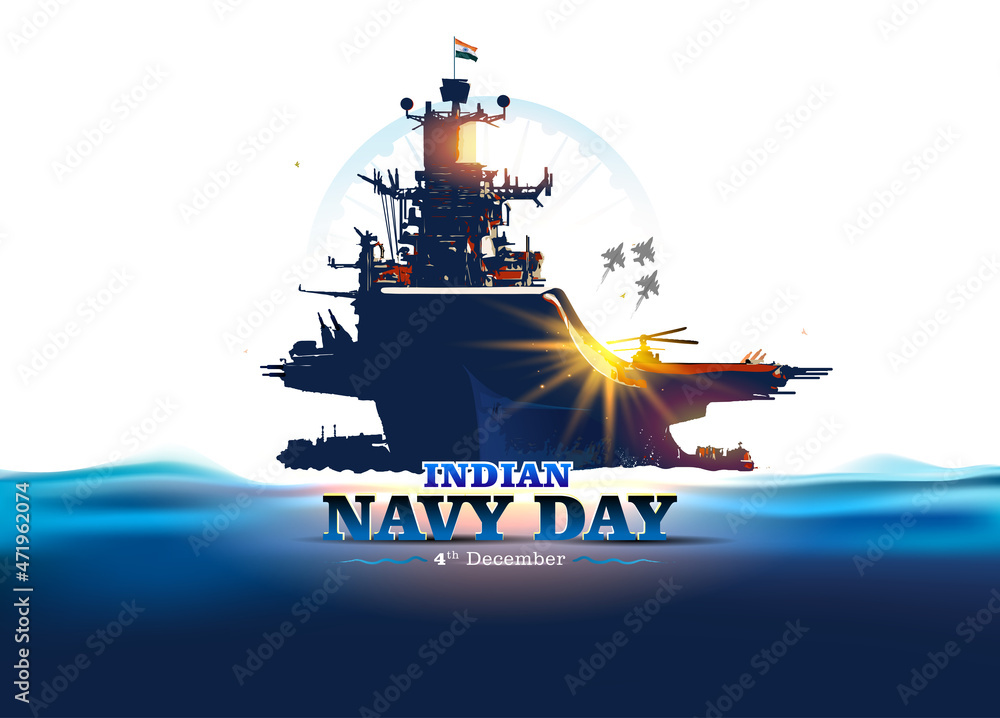 illustration of Indian navy day celebration poster, banner design with ...