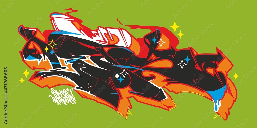 Abstract Urban Graffiti Street Art Style Word Lets Lettering Vector ...