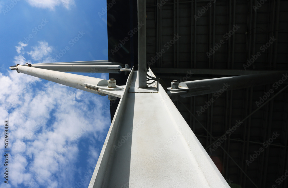 H Beam column steel structure with pin connection joint. Stock Photo ...
