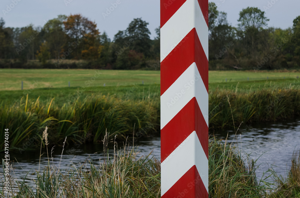 STATE BORDER POST - The Polish border is marked with posts in national ...