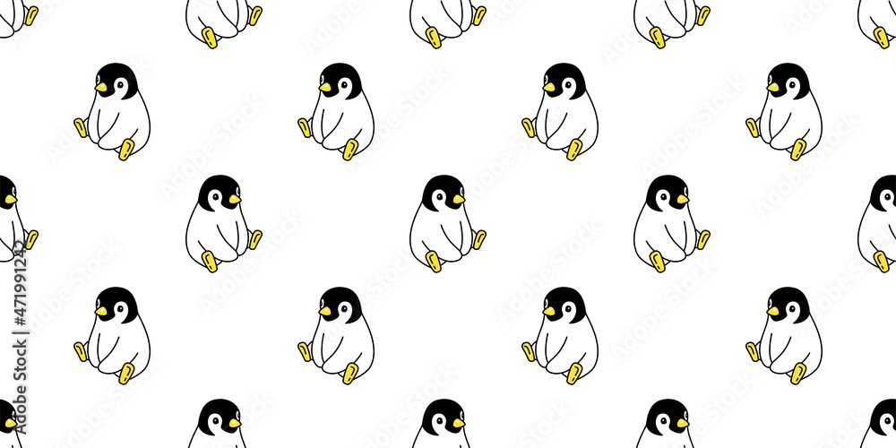 penguin seamless pattern bird vector sitting duck cartoon repeat ...