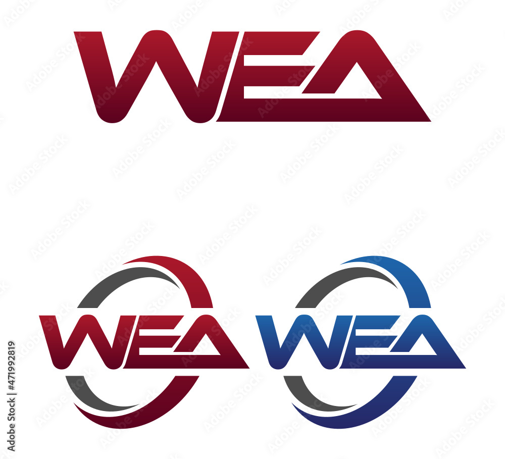 Modern 3 Letters Initial logo Vector Swoosh Red Blue WEA Stock Vector ...