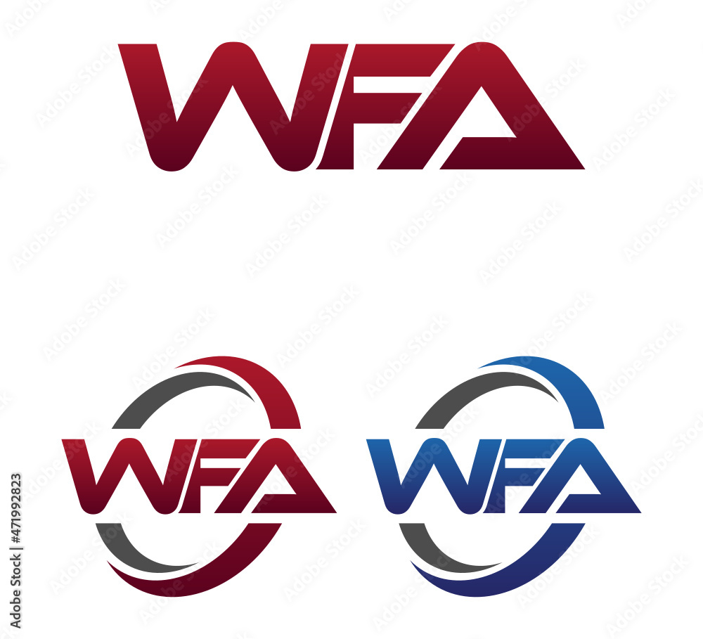 Modern 3 Letters Initial logo Vector Swoosh Red Blue WFA Stock Vector ...