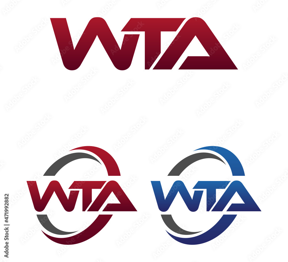 Modern 3 Letters Initial logo Vector Swoosh Red Blue WTA Stock Vector ...