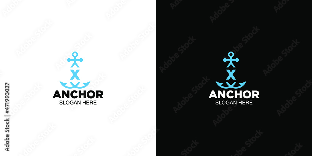 Logo x anchor design Stock Vector | Adobe Stock
