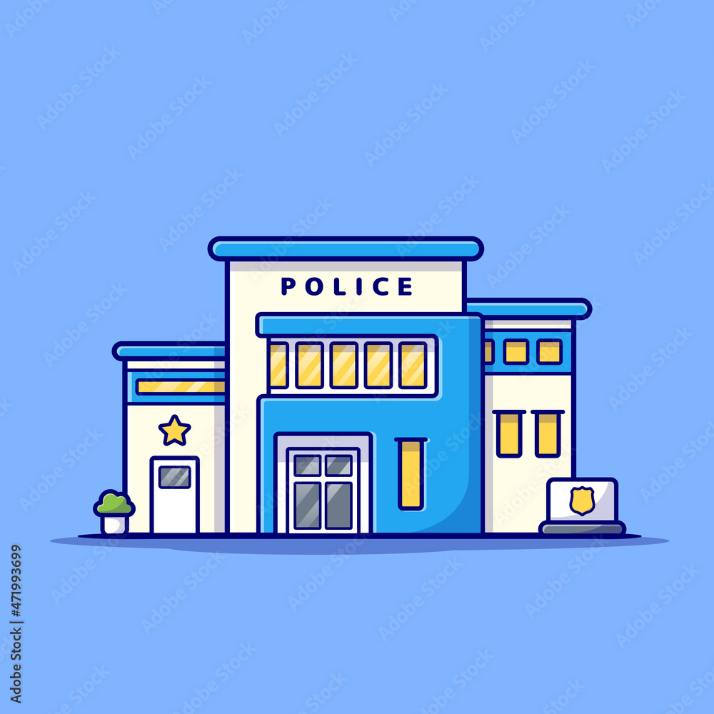 Police Office Cartoon Vector Icon Illustration. Building Landmark Icon ... Police Office Cartoon Vector Icon Illustration. Building Landmark Icon ...