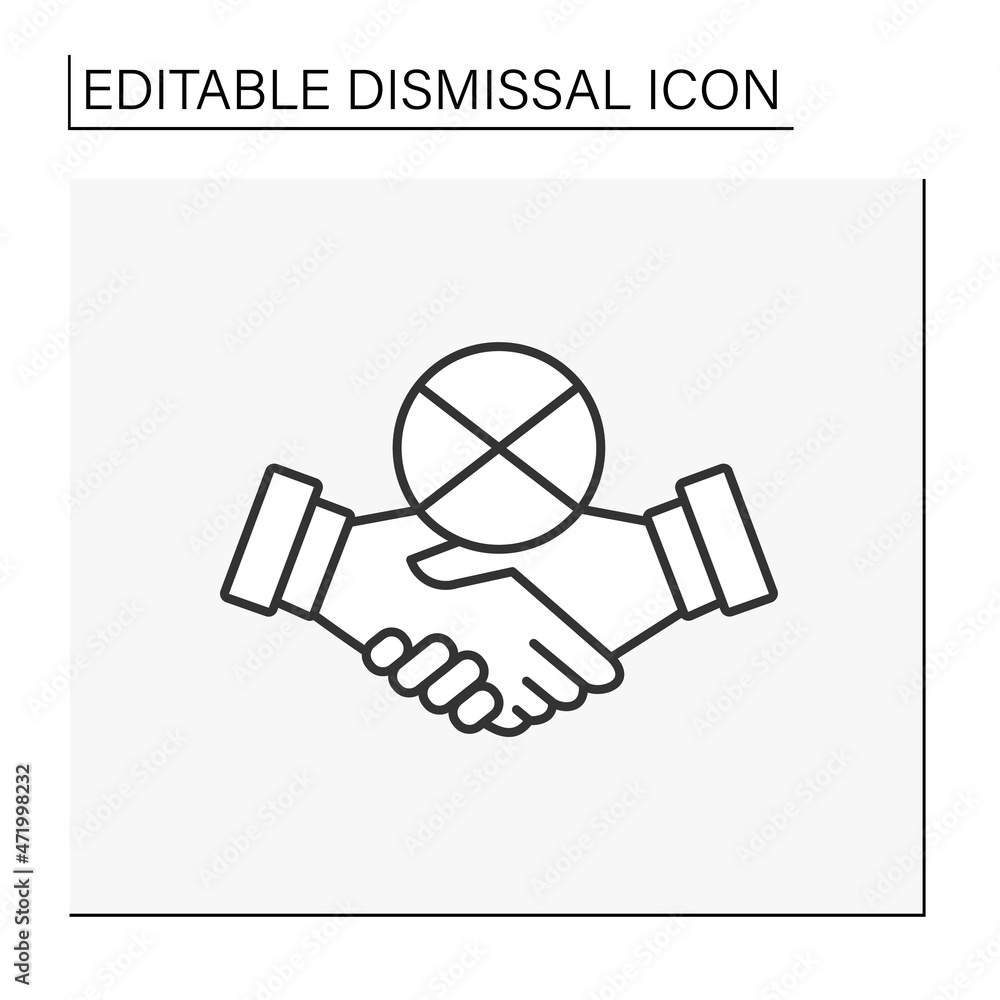 Dismiss line icon. Contract termination between worker and company ...