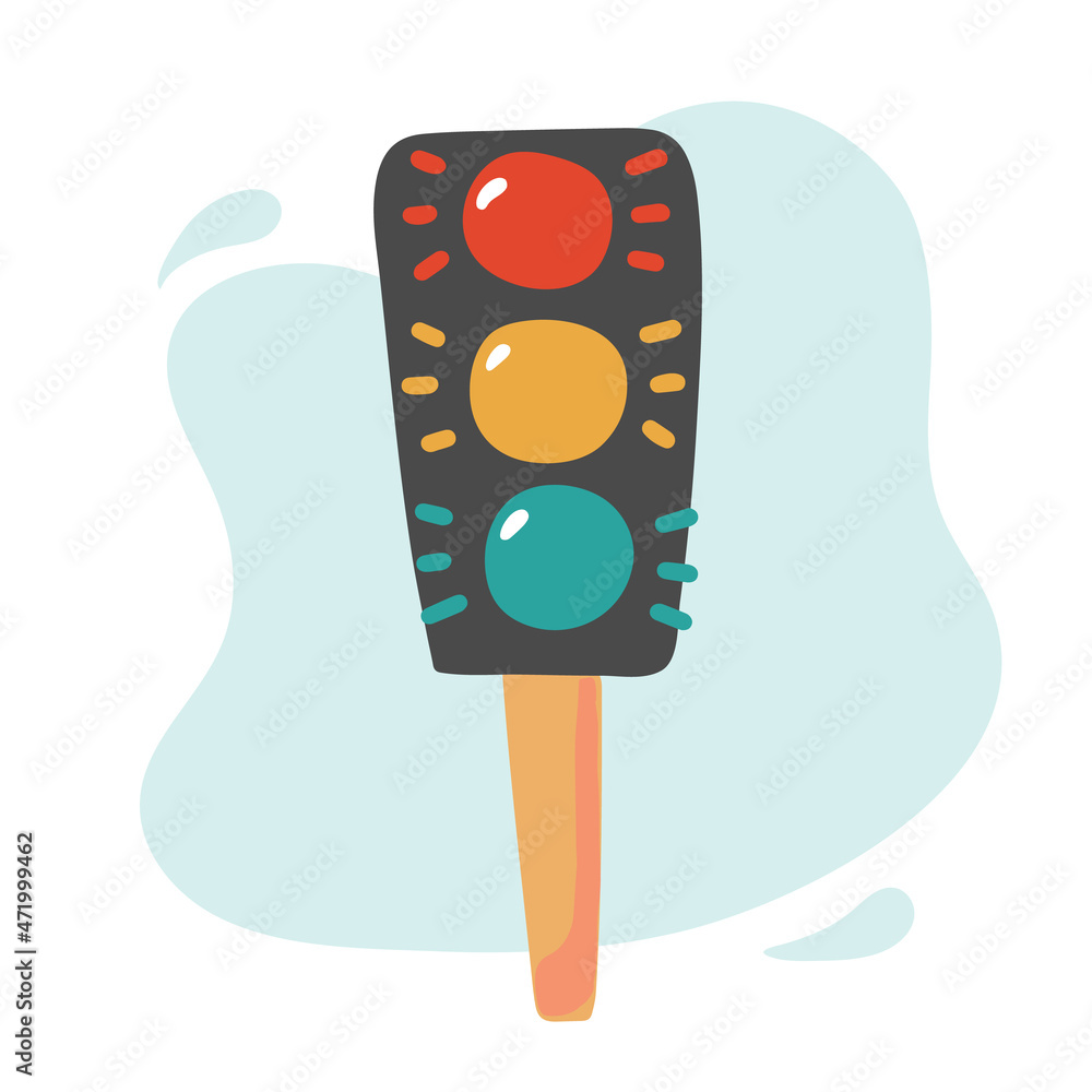 Cartoon traffic light cute icon for concept. Simple vector illustration ...