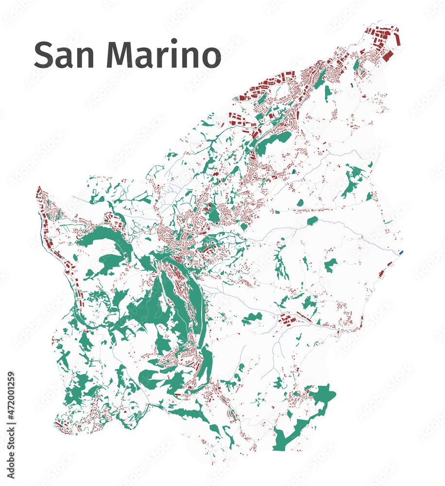 San Marino map. Detailed map of San Marino country administrative area ...