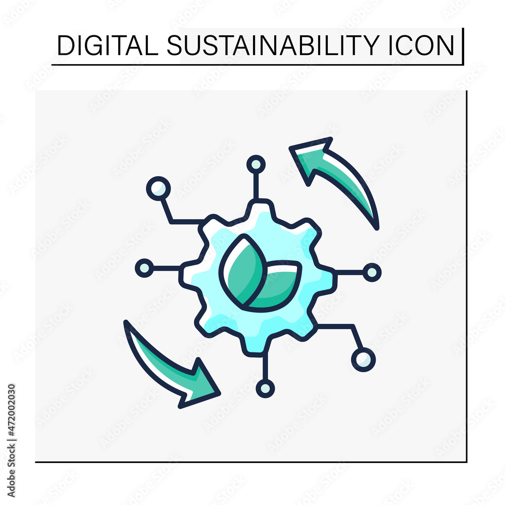 Digital operation color icon.Transformation center. Sensing and ...