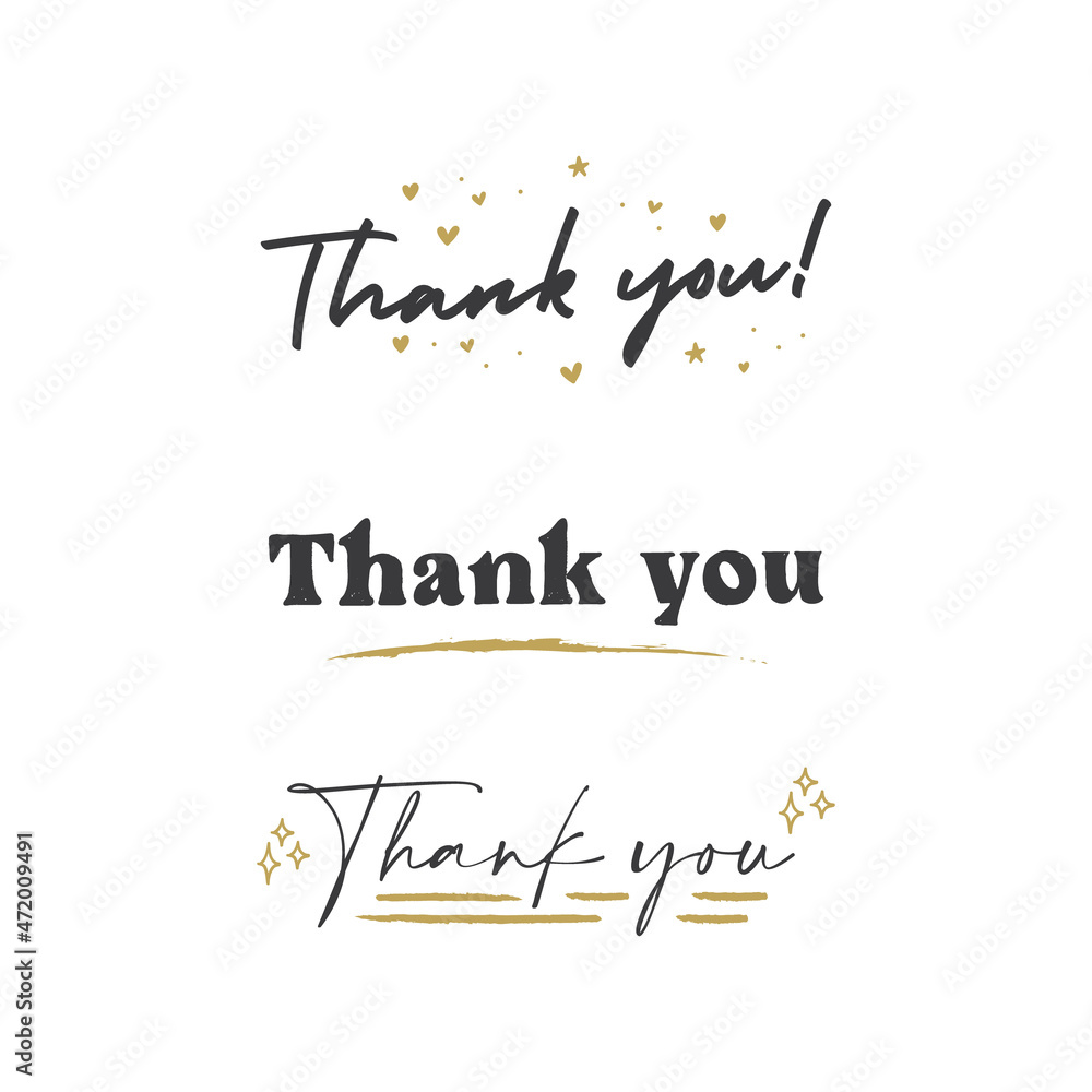 Thank You lettering compositions written with decorative calligraphic ...