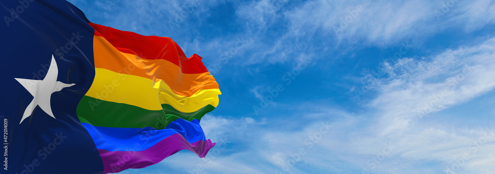 Texas pride flag waving in the wind at cloudy sky. Freedom and love ...
