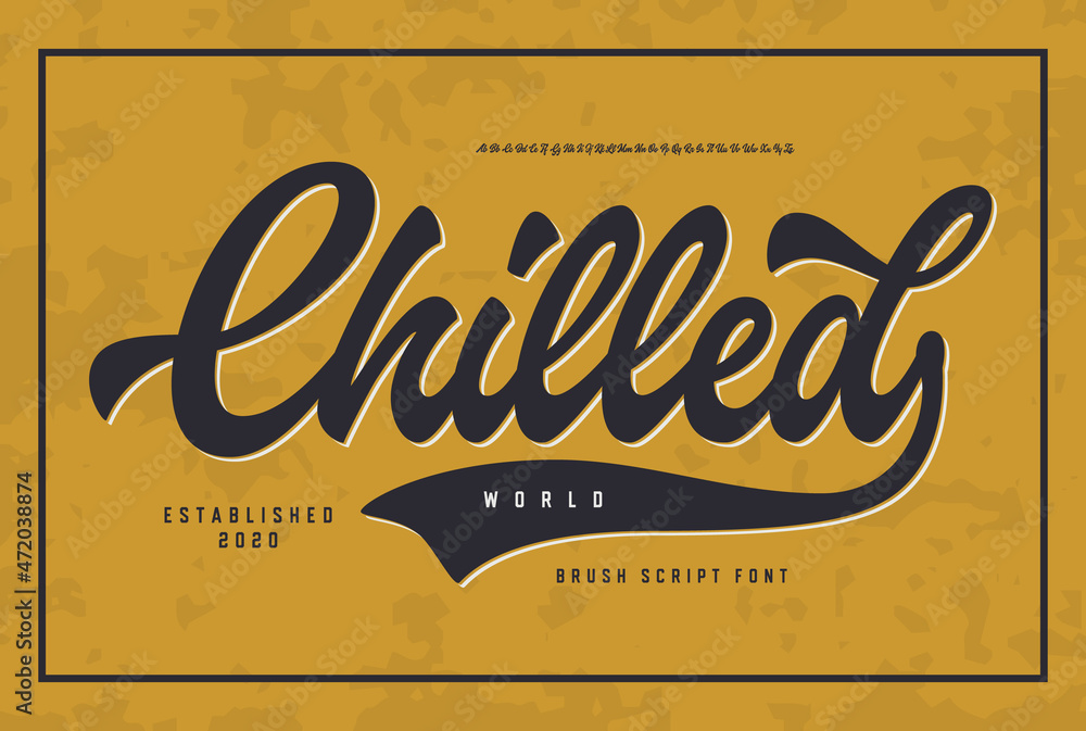 Chilled typeface. Original Retro Script Font. Vector Stock Vector ...