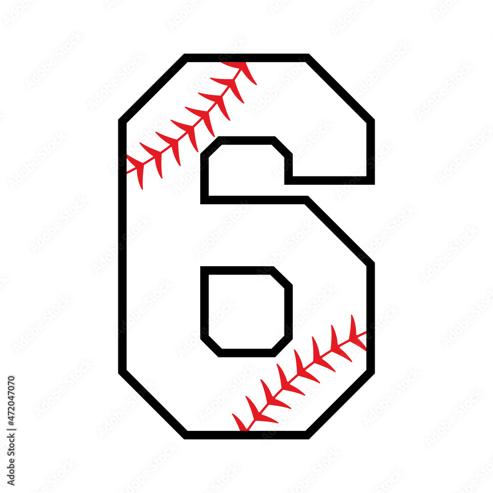 Baseball number 6 icon. Clipart image isolated on white background ... Baseball number 6 icon. Clipart image isolated on white background ...
