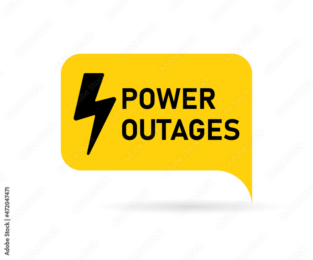 Power Outages speech bubble icon. Clipart image isolated on white ...
