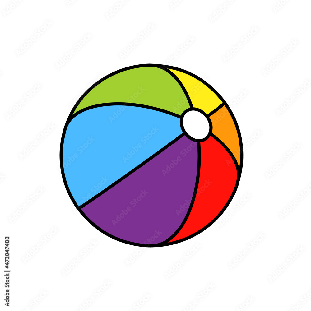 Rainbow beach ball filled outline icon. Clipart image isolated on white ...