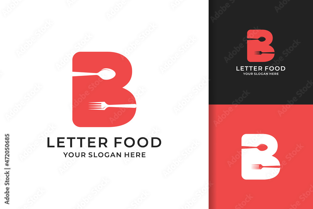 spoon fork letter B food restaurant inspiration logo Stock Vector ...