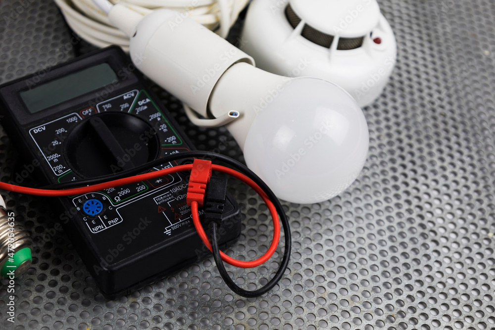 Installation of a new fire alarm system, smart home. Stock Photo ...