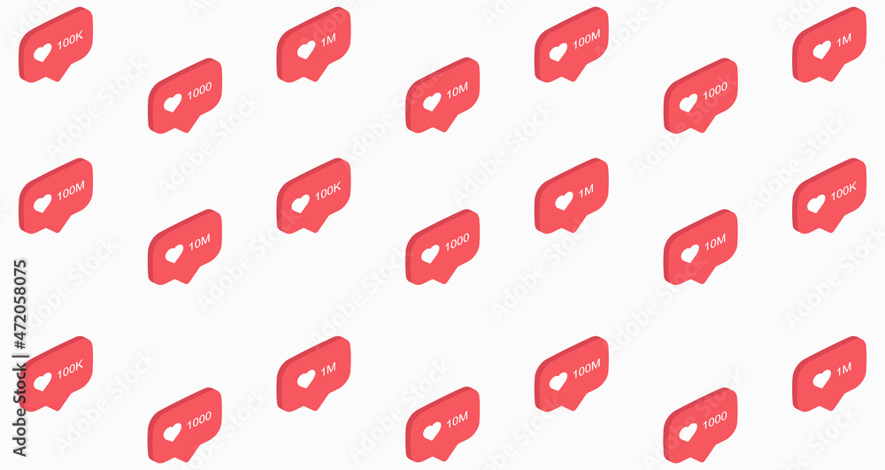 Background with pink isometric notification messages. Wallpaper, banner ...