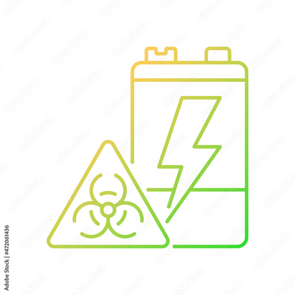 Battery toxicity gradient linear vector icon. Soil and water pollution ...