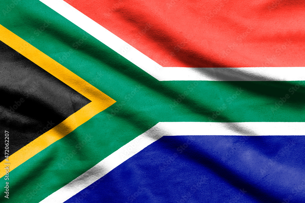 Flag of South Africa on wavy fabric. Stock Photo | Adobe Stock