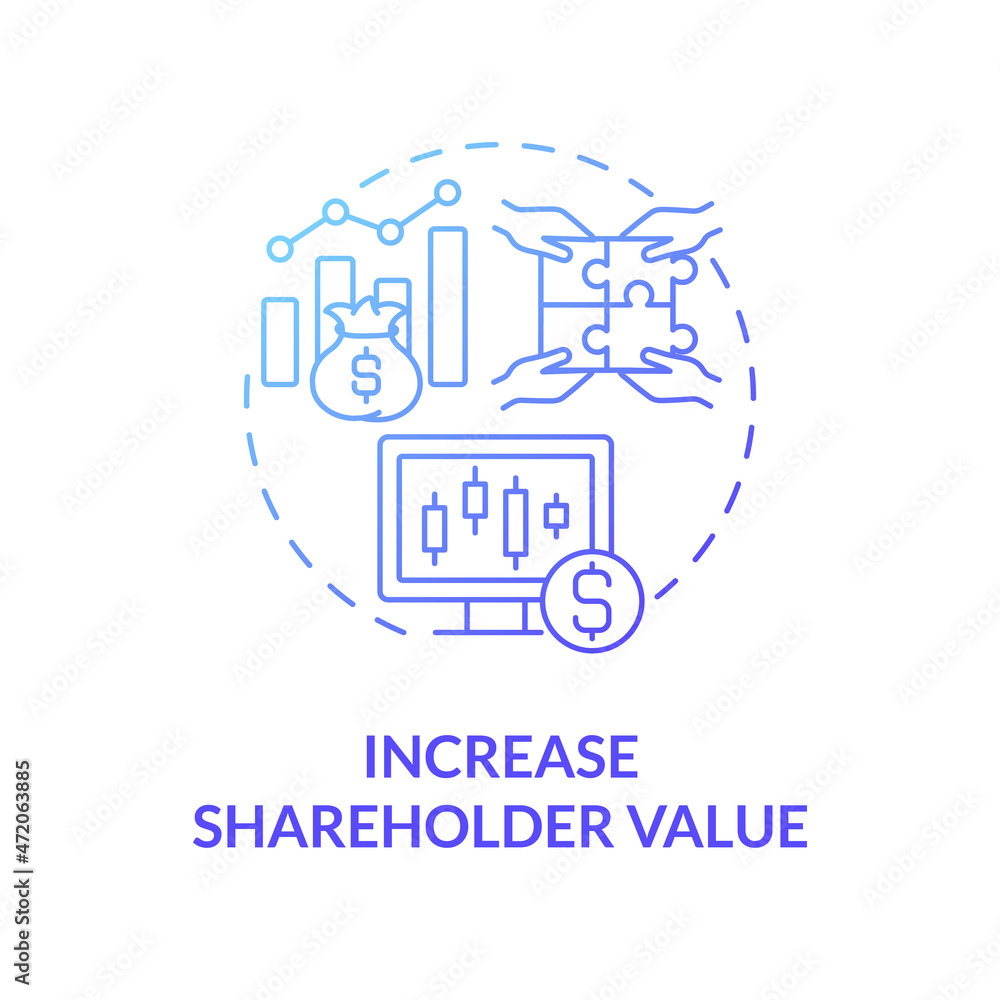 Increase shareholder value blue gradient concept icon. Business ...