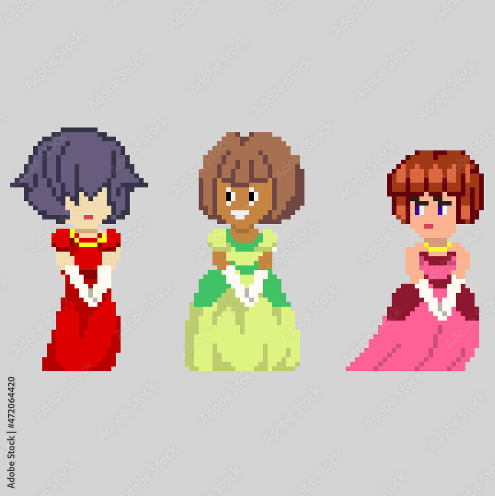 Set of pixel characters in art style Stock Vector | Adobe Stock