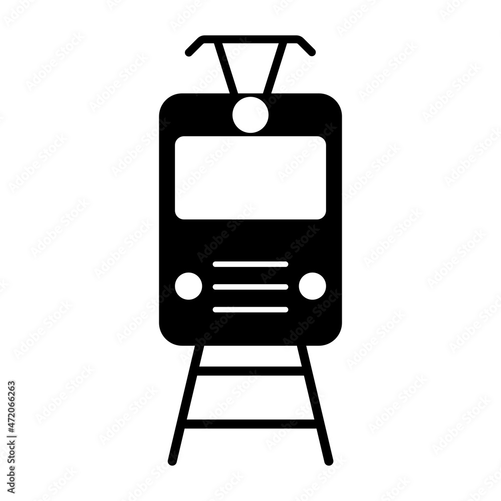 Modern tram icon, great design for any purposes. Transport logo. Simple ...