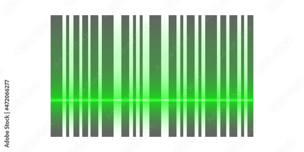 EAN code sign with scanner green light line. Linear barcode, product ...